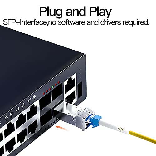 4Pack 10GBase-SR SFP+ Transceiver, SFP Multi-Mode LC Module, 10G 850nm MMF up to 300 Meters, Compatible with Cisco SFP-10G-SR,Meraki MA-SFP-10GB-SR,Ubiquiti UF-MM-10G,Mikrotik,Netgear,D-Link and More