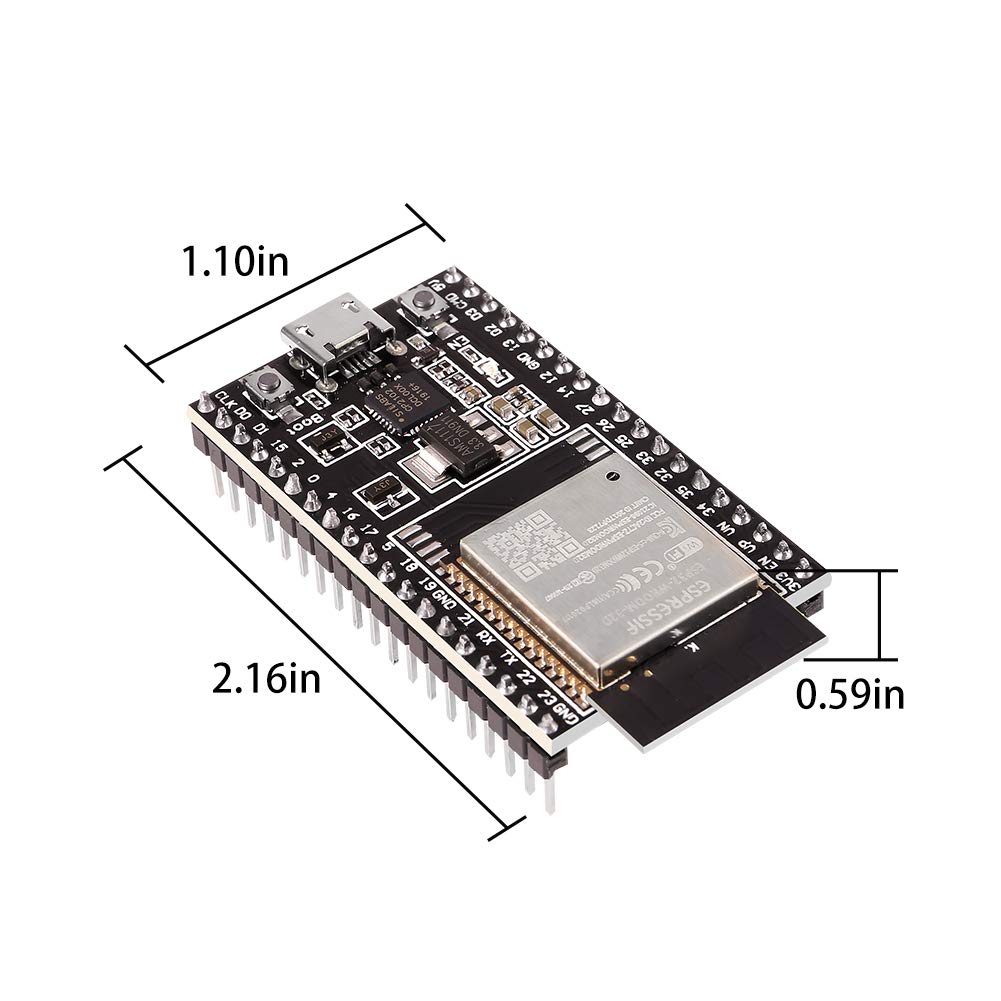 2pcs ESP32-DevKitC core Board ESP32 Development Board ESP32-WROOM-32U WiFi Bluetooth Development Board for Arduino IDE (WROOM-32D)