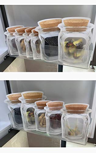 50Pcs Stand Up Clear Front Cork Mason Jar Pattern Zipper Bag Plastic Ziplock Pouch Portable Bottle Shape Food Preservation Smell Proof Packaging Pouches 7.8x5.5+2.7in (20x14+7cm)
