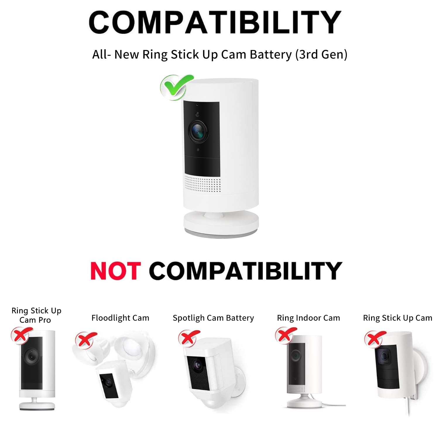 ALERTCAM Power Adapter for Ring Stick Up Cam Battery(3rd Gen), with 30ft/9m Weatherproof Outdoor Cable Continuously Charge Your Camera, No Need to Change The Batteries