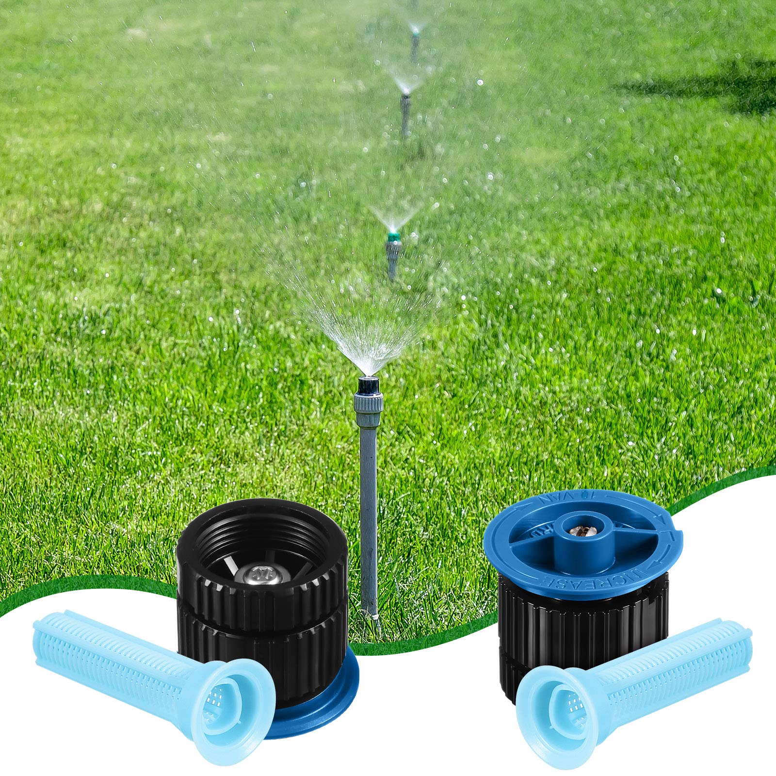 4 Pieces 10 VAN Variable Arc Adjustable Sprinkler Nozzle 360 Degree Rotating Scattering Nozzle Rotating Irrigation Spray Nozzle with Filter for Sprinklers Replacement