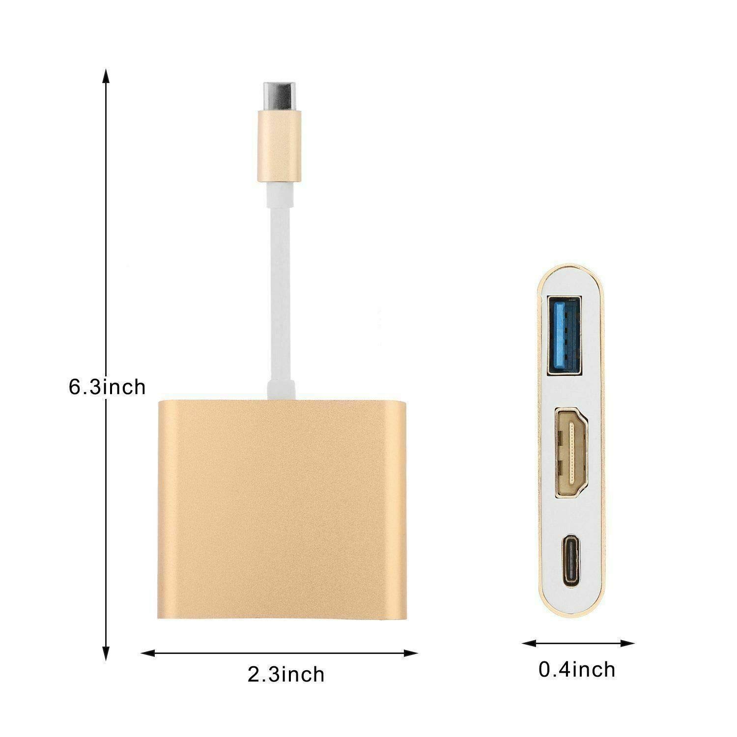 Type C USB 3.1 USB-C 4K HDMI USB 3.0 Adapter Cable 3 in 1 Hub