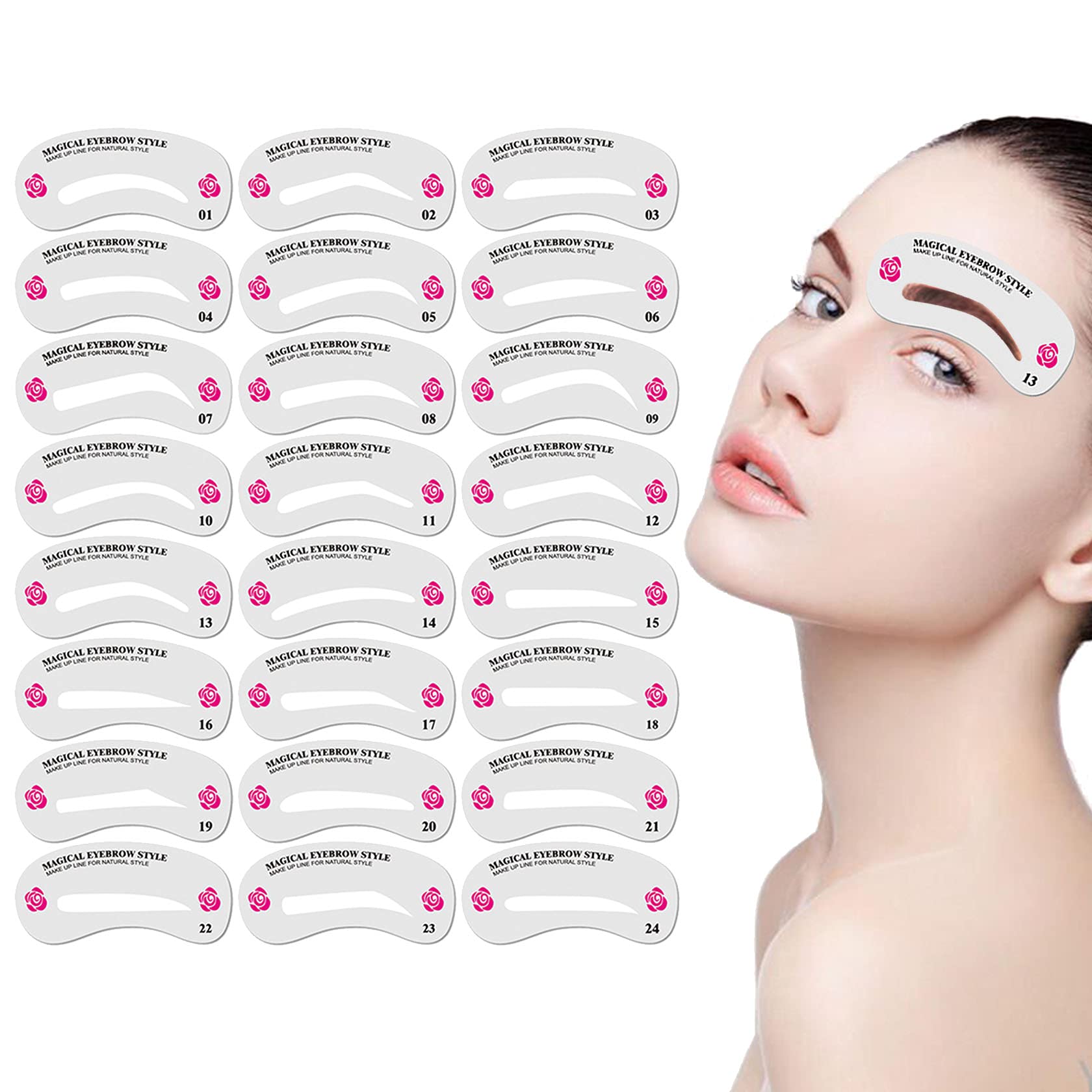 IONSGAKO 24PCS Eyebrow Stamp Stencil Kit Eyebrow Stencils Eyebrow Template Eyebrow Shaper Kit Brow Stencil for Shaping Fashionable Eyebrows