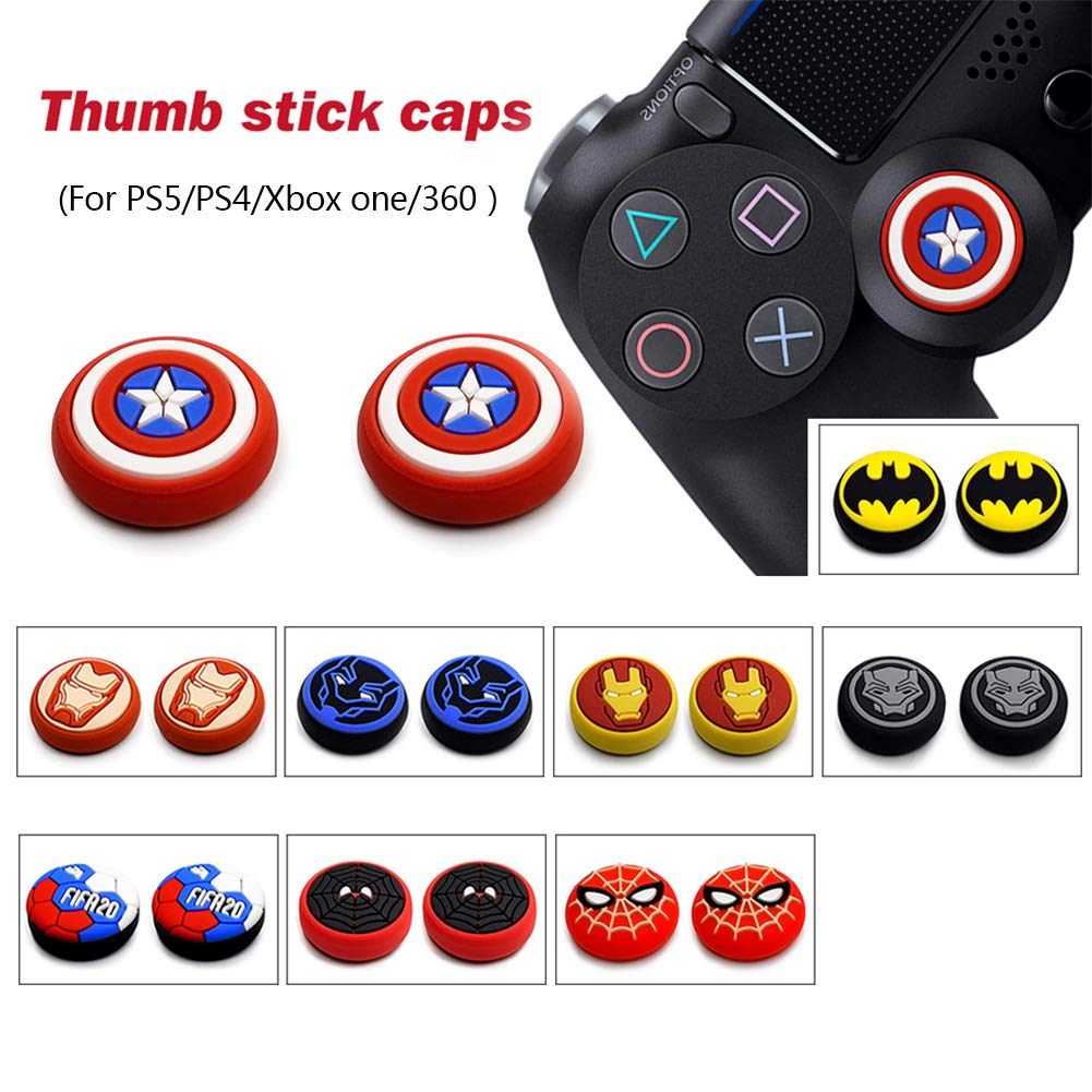 14Pcs Analog Thumb Grip Stick Cover, Wireless Controllers Game Remote Joystick Cap, Non-Slip Silicone Handle Protection Cover for PS5/PS4/Xbox one/360/N Switch PRO