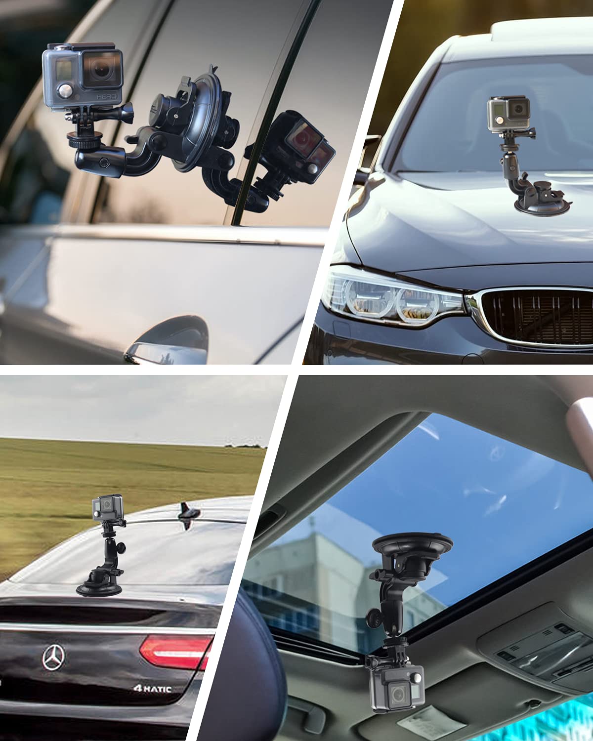 Aozcu Windshield Car Tablet Mount, Window Dashboard Tablet Holder, 95mm Powerful Suction Mount with 1/4'' Screw Tip for iPad Pro 11/ Air/Mini, Galaxy Tabs, More 4-13'' Phone & Tablets, and Camera