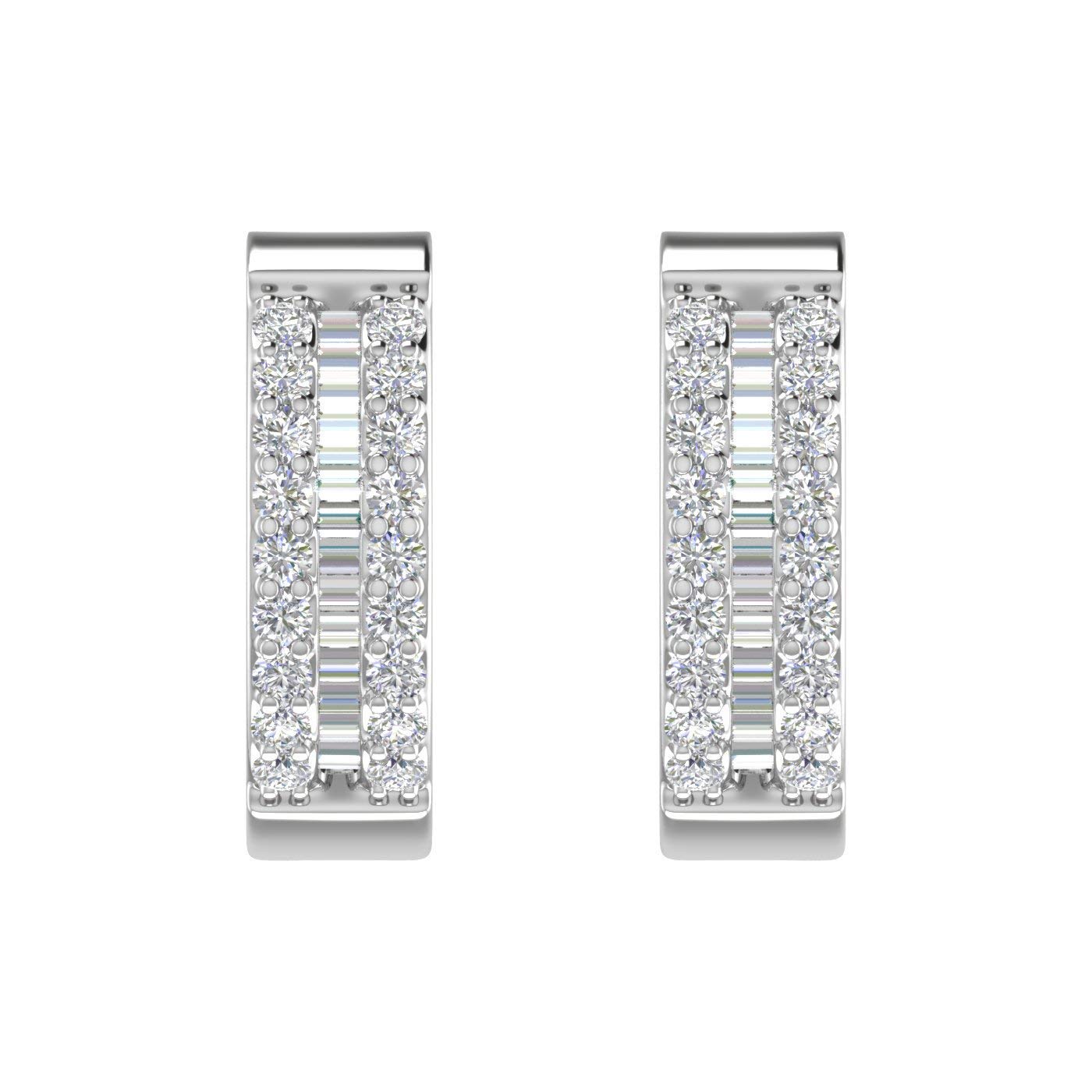 1/4 Carat Diamond Hoop & Huggies Earrings in 10K White Gold