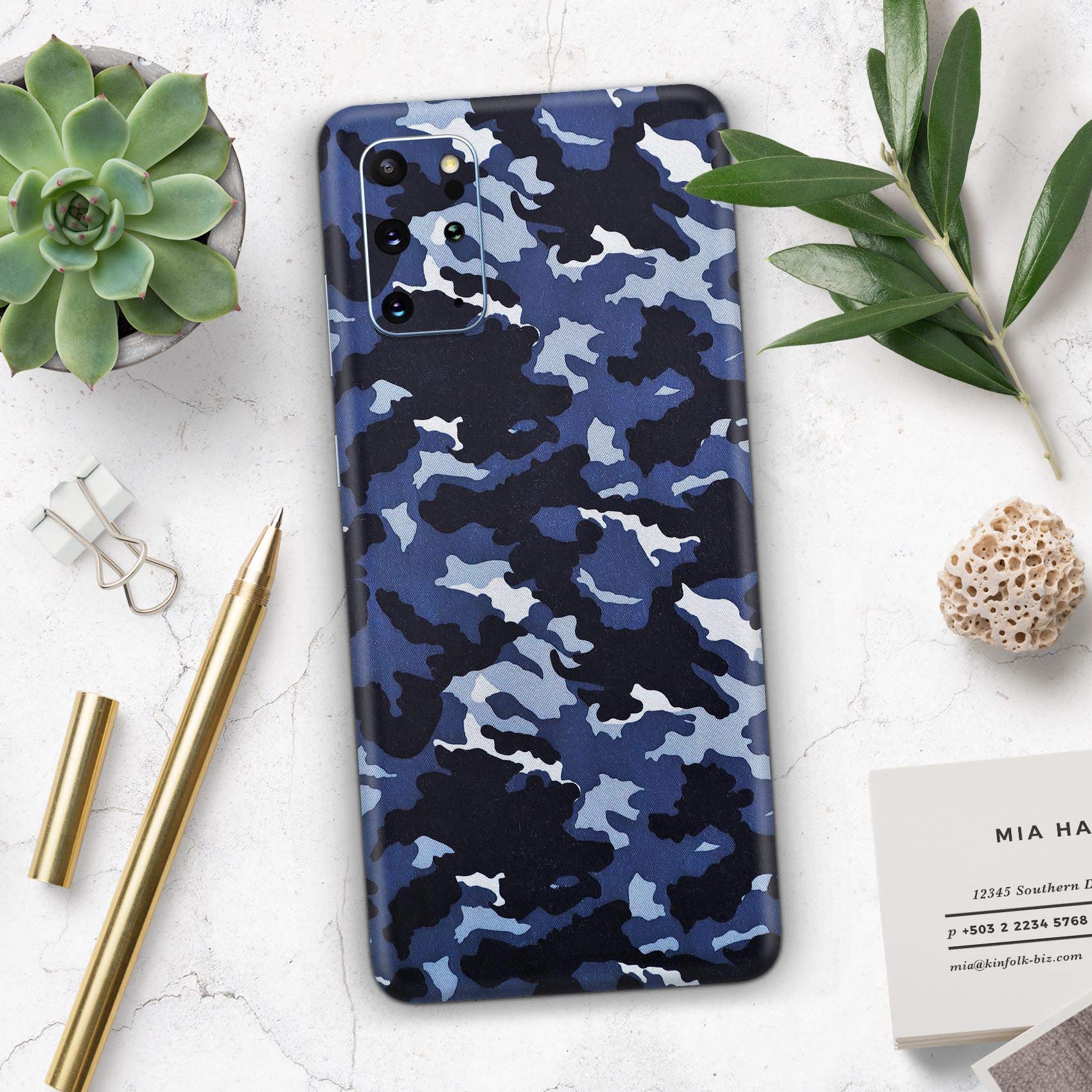 DesignSkinz Blue Vector Camo Protective Vinyl Decal Wrap Skin Cover Compatible with The Samsung Galaxy S20 (Screen Trim & Back Glass Skin)