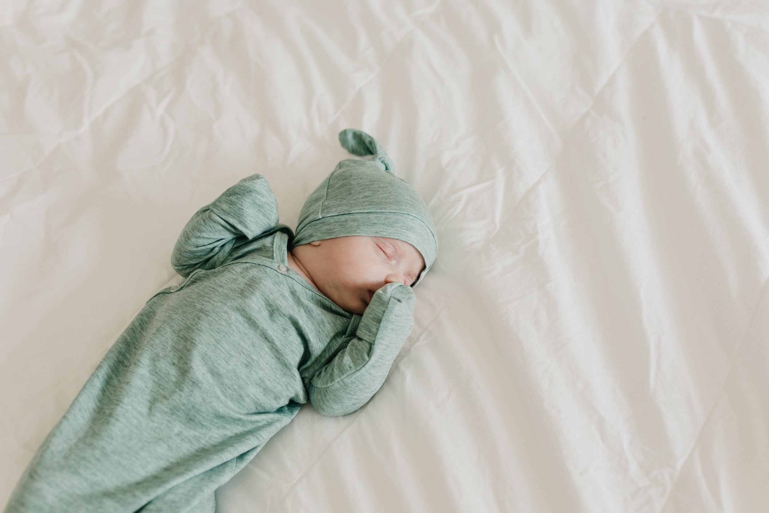 Copper Pearl Baby Beanie Hat Top Knot Stretchy Soft Emerson