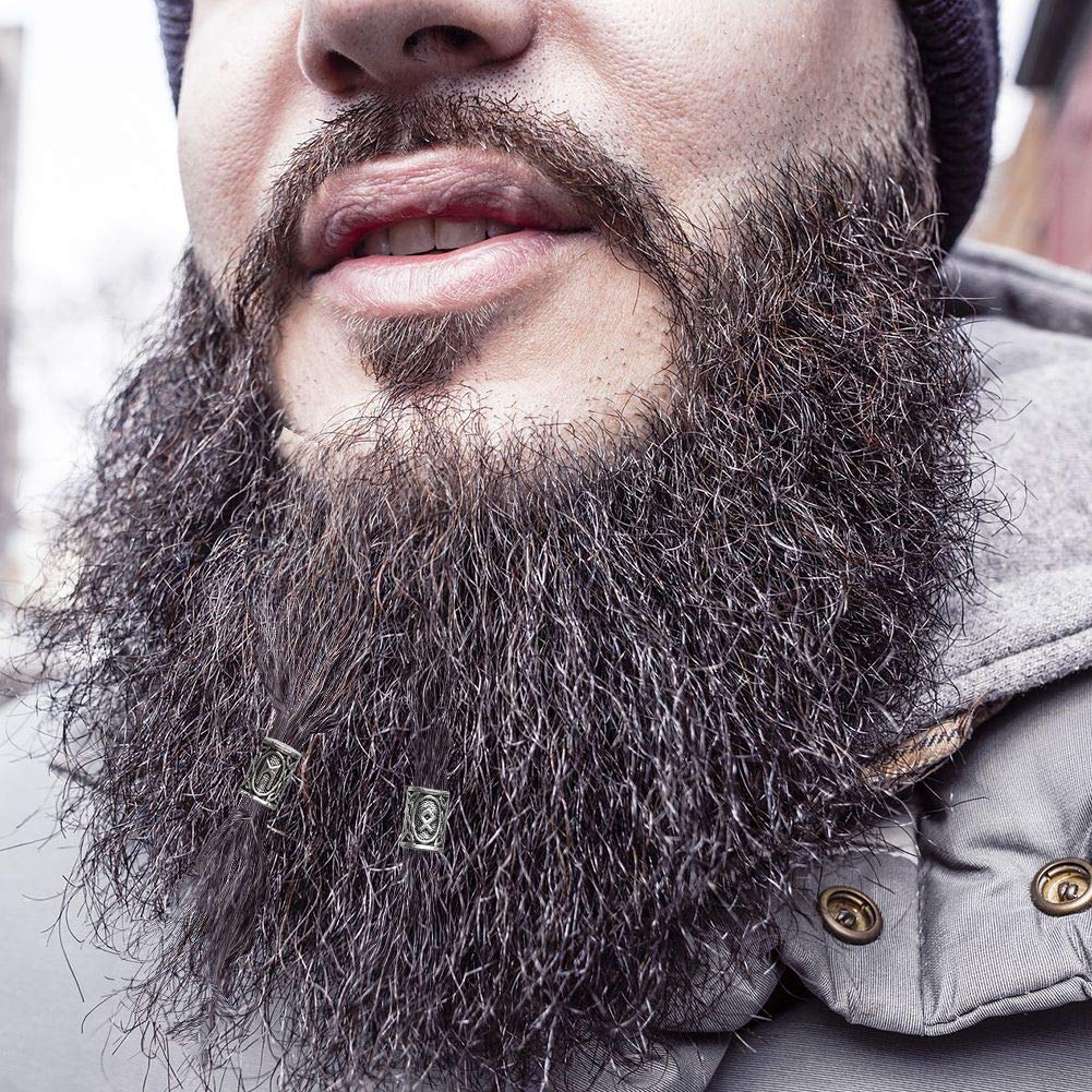 24 PCS Viking Hair Beads Beard Hair Beard Beads 6 PCS Pull Hair Pin Quick Beader 100 PCS Black Rubber Bands and a Bag