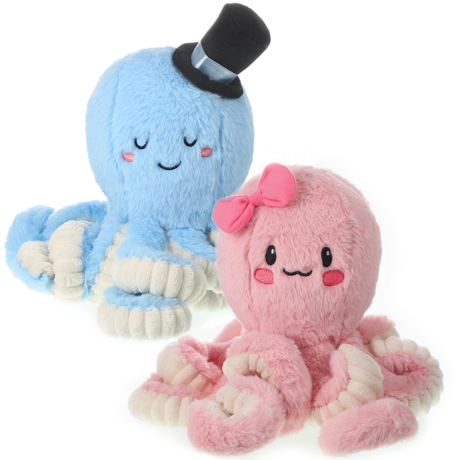 2 Pcs Octopus Stuffed Animals 16 Inches Cute Summer Plush Doll Play Toy Octopus Animal Soft Toy Marine Doll for Gender Reveal Party Teens Adults Birthday Holiday Presents