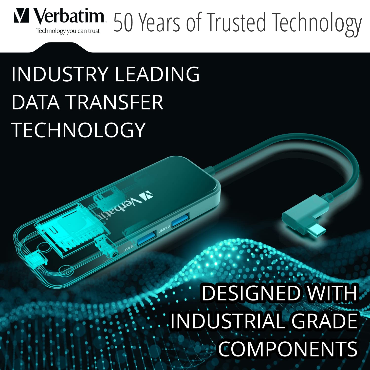 Verbatim 8-in-1 USB C Hub w/Dongle - USB Hub for Laptop w/ 100W PD, 2 USB 3.0 Ports, 2 USB C Ports, SD Card Readers, HDMI, 3.5mm Audio Port, Compact USB-C Hub