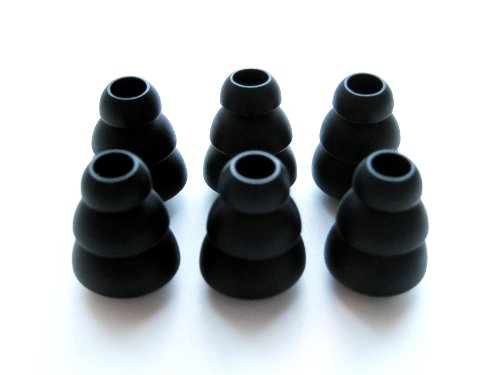 6pcs Small (S) Black Soft Triple Flange Replacement Eartips Earbuds Set Compatible with Sennheiser IE Series, CX Series, CXC Series, CXL Series, OCX Series, and MM Series in Ear Earphone Headsets
