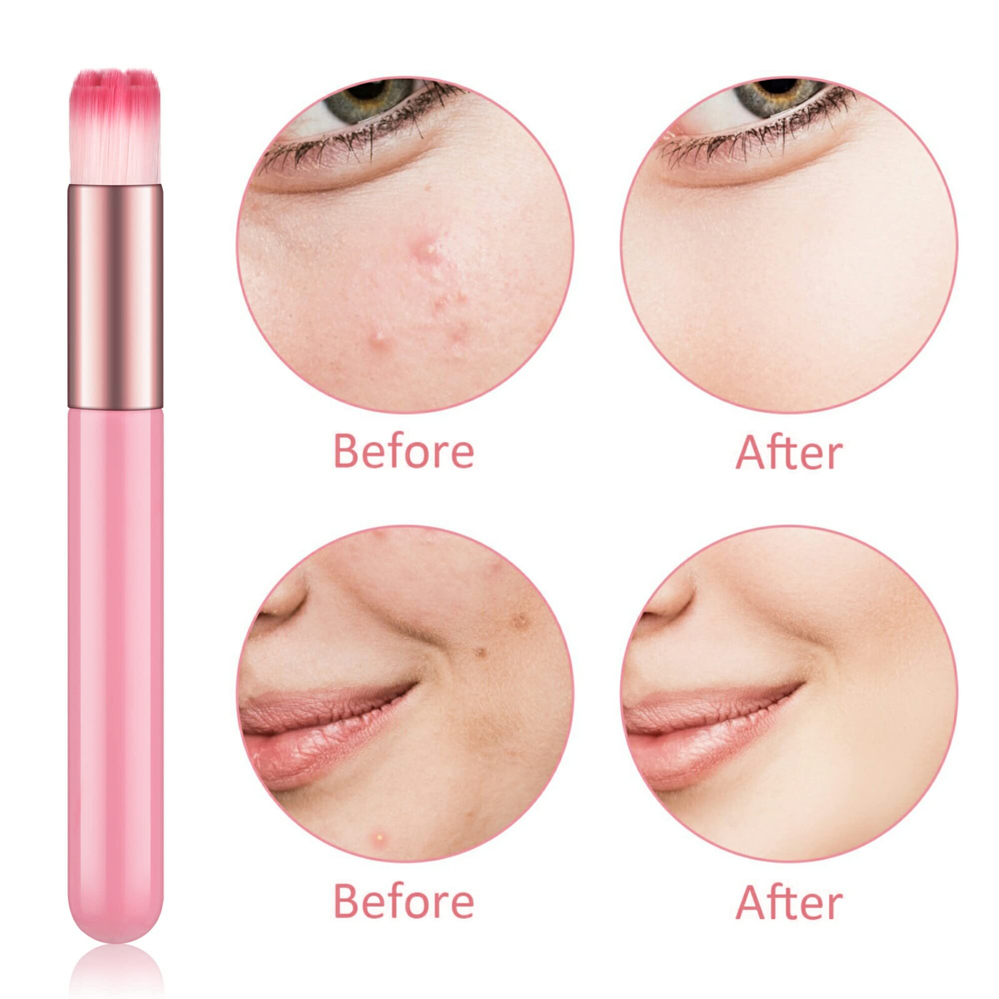 30 Pieces Red Flower Head Lash Shampoo Brush with Container, Eyelash Extension Cleanser Brush Nose Pore Deep Cleaning Brush Peel Off Blackhead Brush Remover Tool for Facial Cleansing, Pink Handle