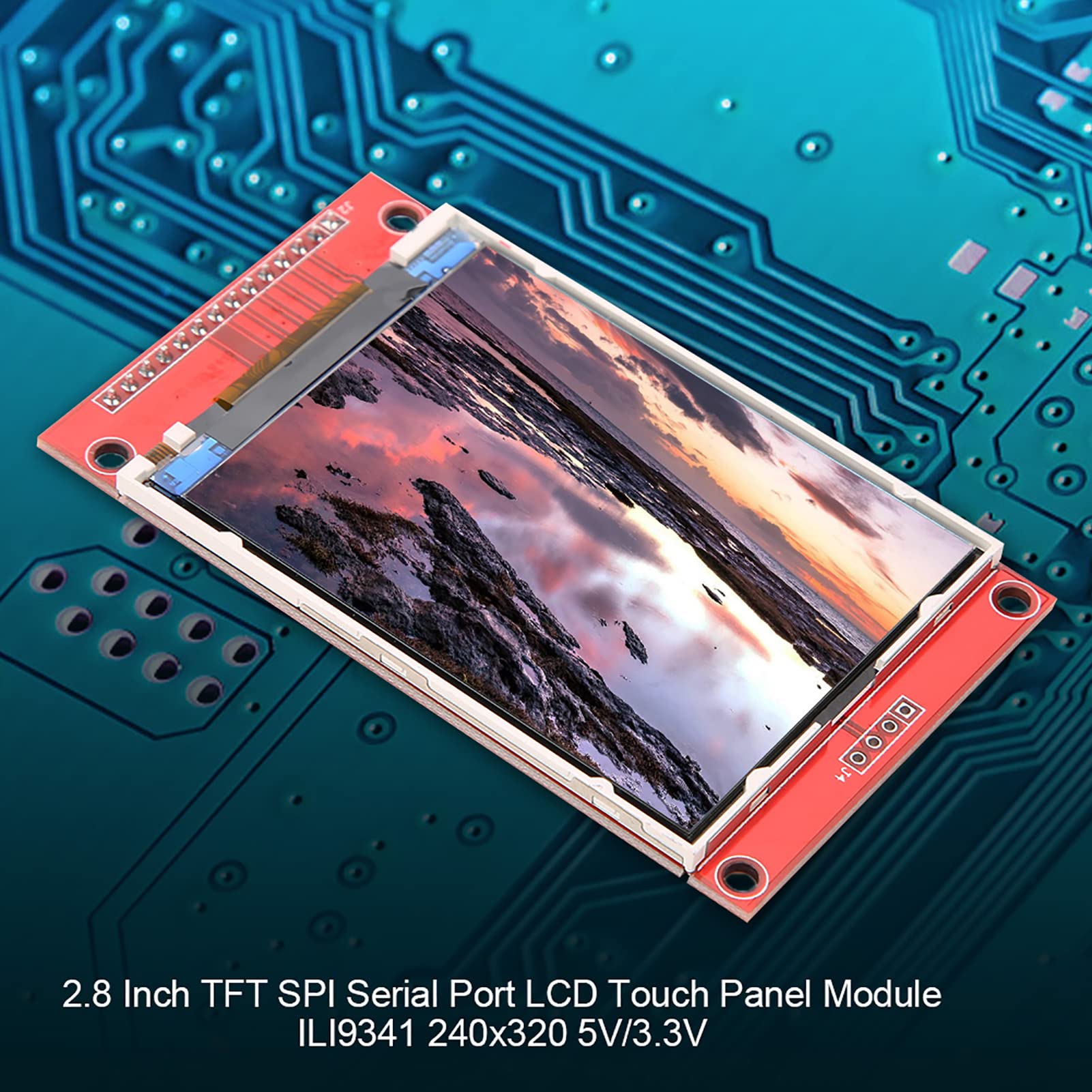 2.8 Inch ILI9341 240x320 5V/3.3V TFT SPI LCD Display Module Serial Port LCD Touch Panel Module Color Screen, Support 65K Color Display(Without Touch)