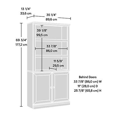 Sauder Miscellaneous Bookcase with Doors, L: 35.28" x W: 13.23" x H: 69.76", Estate Black finish