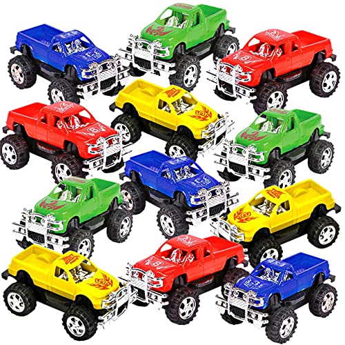 ArtCreativity 3 Inch Pull Back Mini Pickup Trucks for Kids, Set of 12, Pullback Racers in Assorted Colors, Birthday Party Favors for Boys & Girls, Goodie Bag Fillers, Small Carnival & Contest Prize