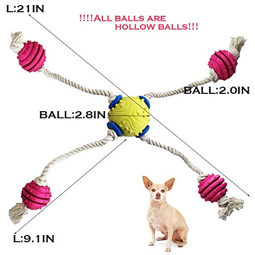 BOAVIDA Dog Chew Toy for Puppy Teething Balls Rope Dog Toys for Small Dogs Pink