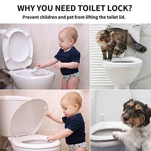 Baby Toilet Lock Safety Bathroom Child Proof Toilet Seat Lock with 3M Adhesive No Tools Needed Toilet Lid Lock with Arm Locks for Little Kids (1 Pack)