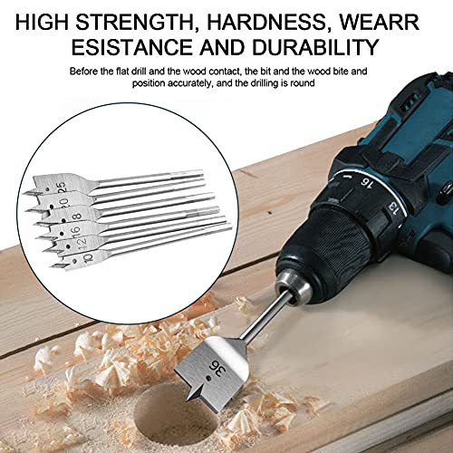 Spade Drill Bit Set, 6 Pieces Paddle Flat Bits for Woodworking, Carbon Steel with Titanium Coating, Quick Change Shank, Hole Cutter, 10mm 12mm 16mm 18mm 20mm 25mm
