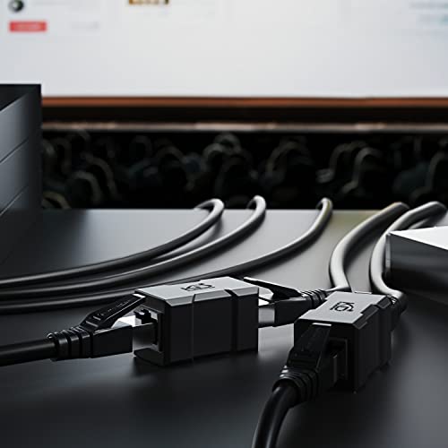 2× RJ45 Coupler with Extra Shielding– Network Cable Connector & Ethernet Cable Extender (Two RJ45 Jacks, Easy Way to Connect/Extend Ethernet Cables, CAT 7 for up to 10Gbit/s, Black) – by CableDirect
