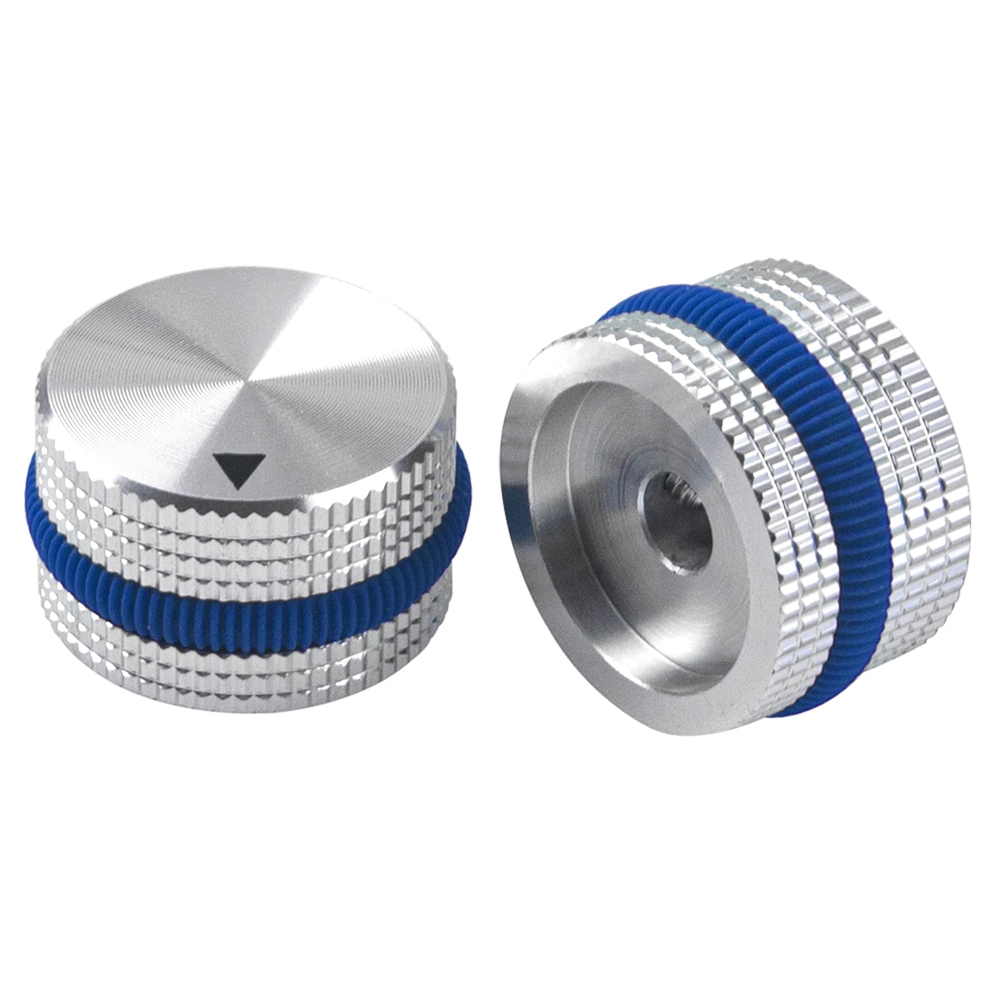 2Pcs Yootones 25 x 15.5mm Guitar knob Potentiometer Control Knob Volume Audio Electric Guitar Bass knob Screw Type Silver Aluminum Alloy & Rubber Ring Compatible with 6mm diameter shaft (Blue)