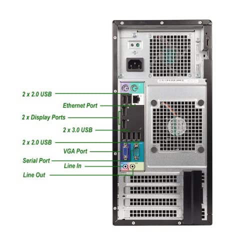 Dell Optiplex 7010 Tower Desktop Computer, Intel i7-3770 Upto 3.9GHz, HD Graphics 4000 4K Support, 8GB RAM, 1TB SSD, DisplayPort, HDMI, DVD, AC Wi-Fi, Bluetooth - Windows 10 Pro (Renewed)