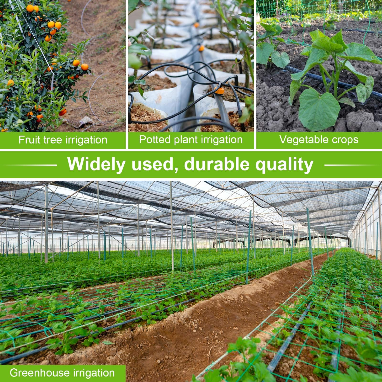 300pcs 1/4" Universal Barbed Tee Fittings, Kalolary Barbed Connectors Drip Irrigation Fits for 4/7mm Water Hose Drip Irrigation Watering System