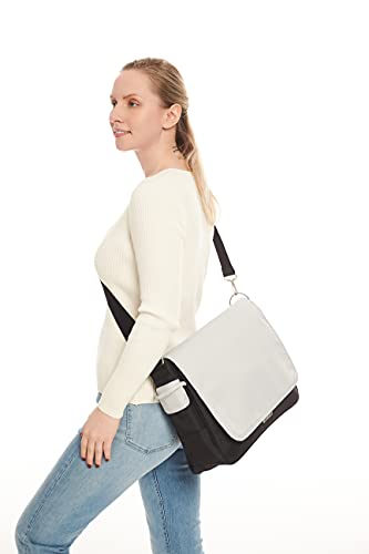 Bellotte Heavy-Duty Messenger Diaper Bag with Changing Pad, Large Capacity Messenger Diaper Bag with Stroller Straps (Grey)