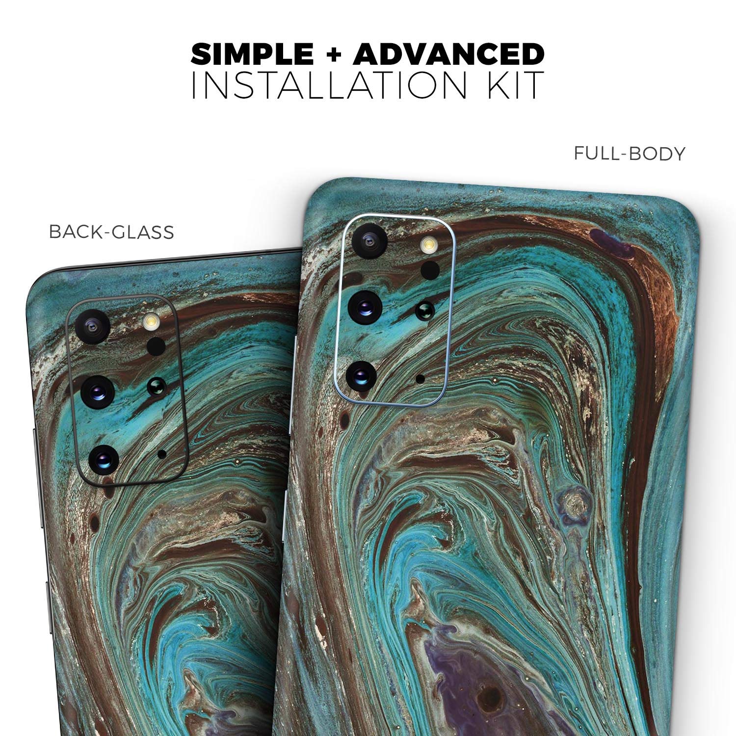 DesignSkinz Swirling Dark Acrylic Marble Protective Vinyl Decal Wrap Skin Cover Compatible with The Samsung Galaxy S20 (Screen Trim & Back Glass Skin)