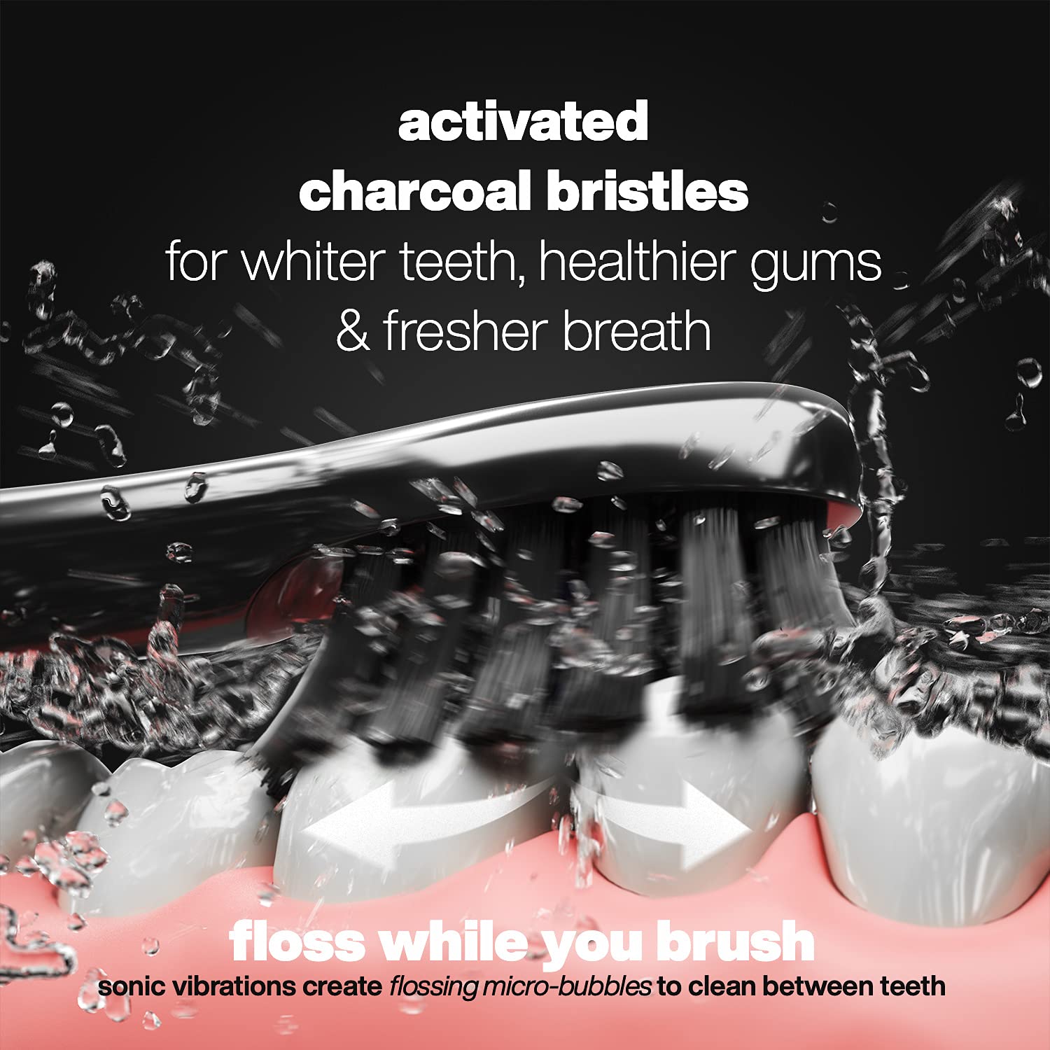 AquaSonic Pulse – Ultra Whitening Electric Toothbrush w Activated Charcoal Whitening Bristles – Sonic Rechargeable toothbrush – 3 Modes & Smart Timers – Lasts 45 days – Home & Travel Toothbrush