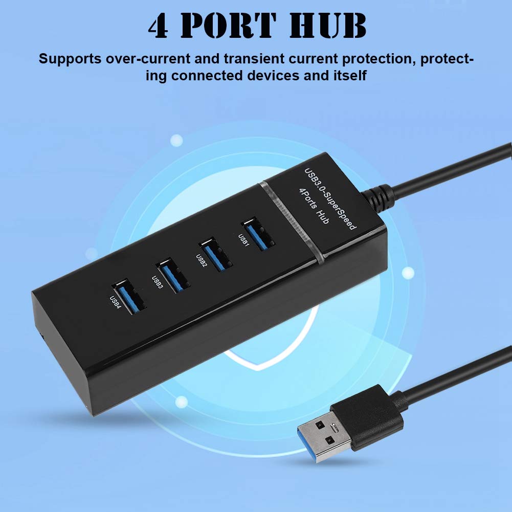 4 Port USB3.0 HUB - 5Gbps Charging Dock Station - Ultra-Slim - Plug & Play with LED - Charging Hub Adapter - for Phone/Tablet/PC/Windows