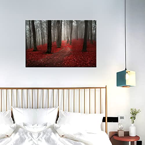 QYHART Forest Canvas Wall Art Posters HD Pictures Prints Artwork for Living Room Bedroom Modern Home Decor Painting Stretched and Framed Ready to Hang [18''W x 12''H]