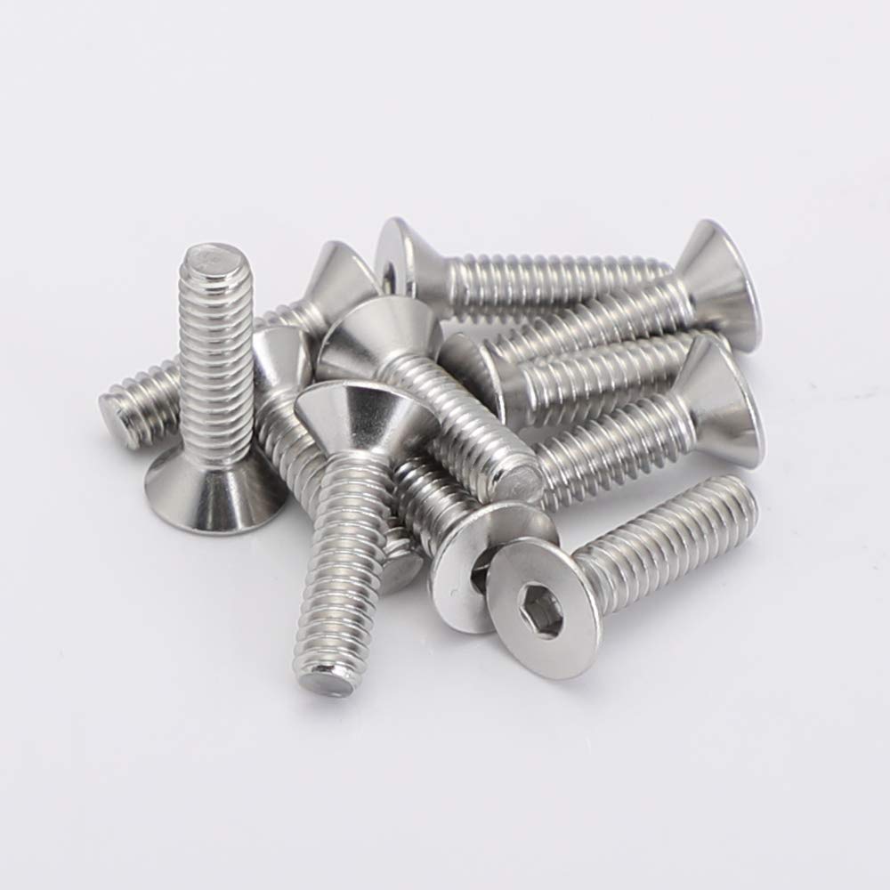 M4-0.7 x 14mm Flat Head Socket Cap Screws Countersunk Bolts, Stainless Steel 18-8 (304), Bright Finish, DIN 7991, Allen Socket Drive, 100 PCS