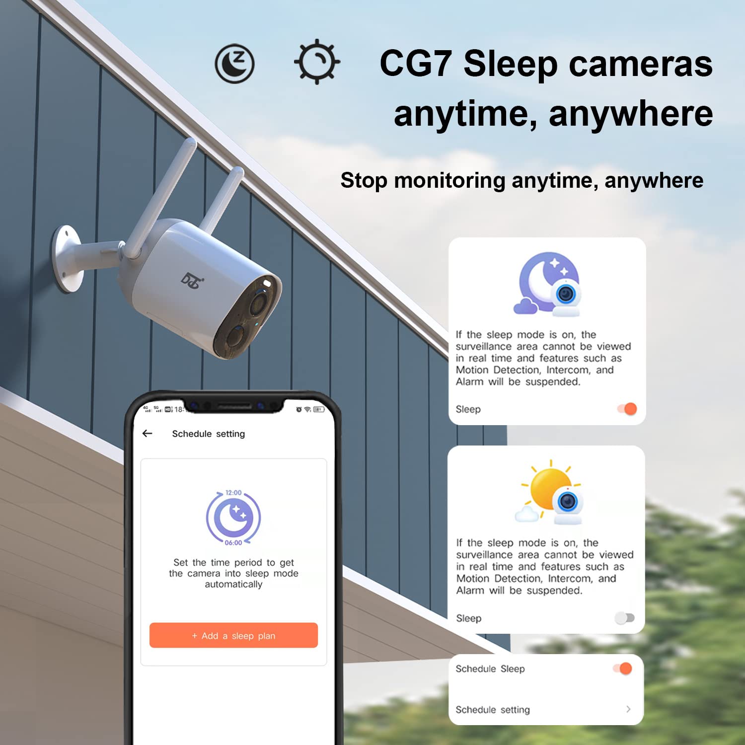 DCT Security Camera Wireless Outdoor,Battery Powered 1080P HD Color Night Vision for Home WiFi Security Camera,AI Motion Detection, Siren Alarm and Spotlight, 2-Way Audio, SD/Cloud,IP65 Waterproof