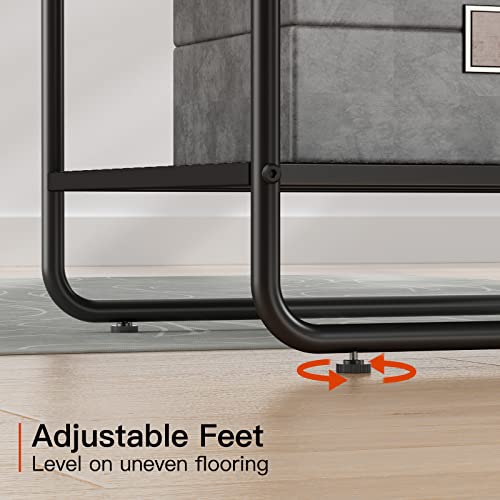Amada Coffee Table Set, 2-Tier Center Table with Open Shelf and Metal Frame, Modern Round Coffee Table for Living Room, Set of 2, AMCT2V