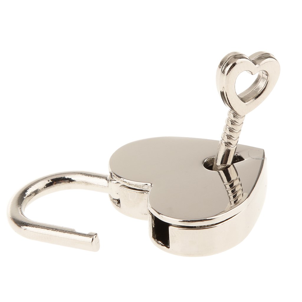 2 Pieces Small Metal Heart Shaped Padlock Mini Lock with Key for Jewelry Box Storage Box Diary Book,Silver
