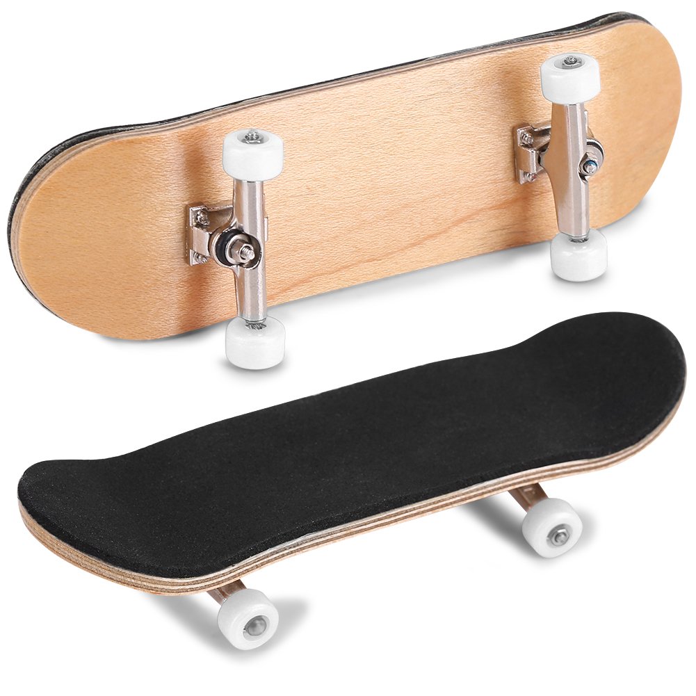 1Pc Maple Wooden Alloy Fingerboard Finger Skateboards Mini Fingerboard with Soft Pad Bearing Wheels and Box Reduce Pressure Kids Gifts(White)