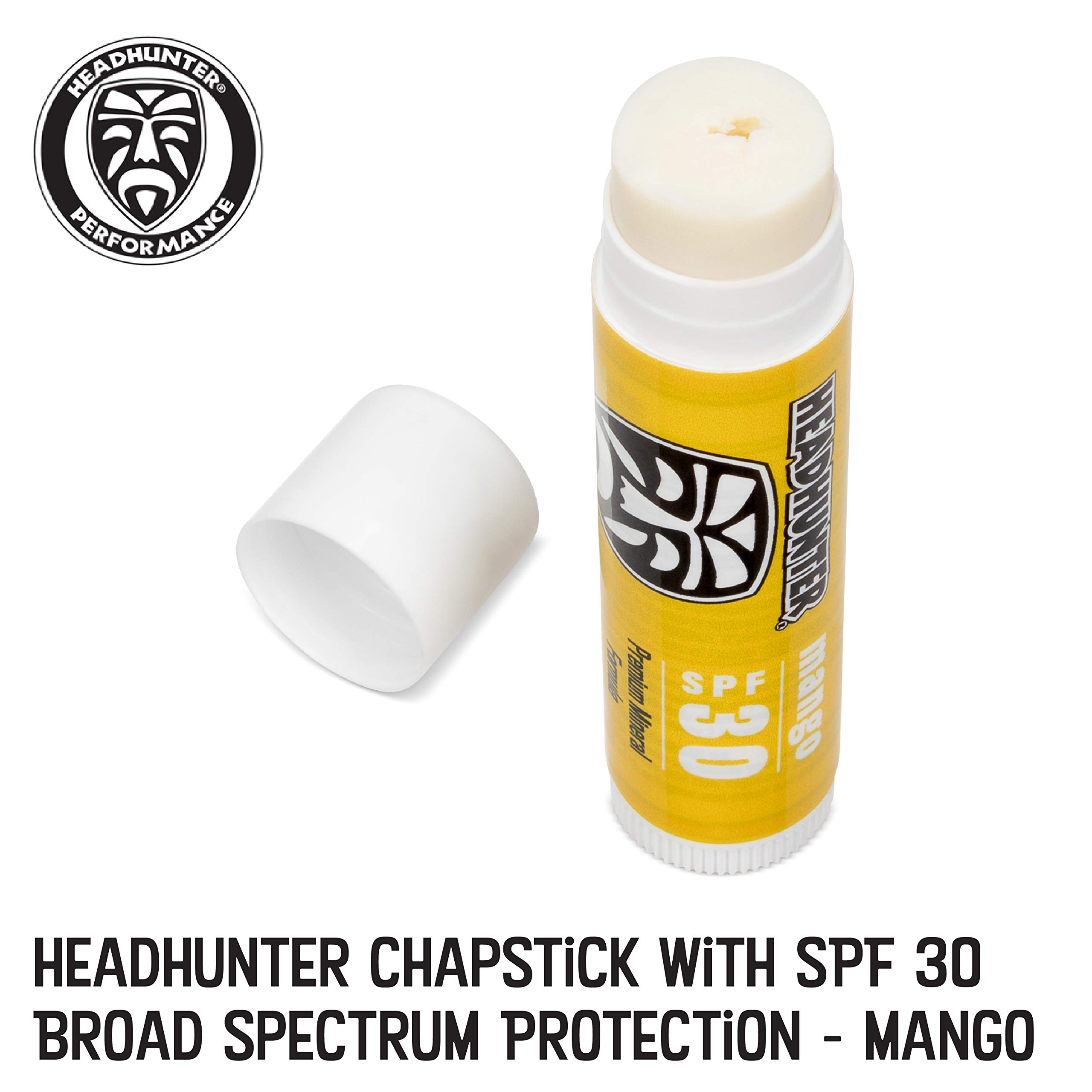 Headhunter Mango Sport Chapstick Sunscreen SPF 30, Natural Mineral Lip Balm For Sun Protection, Waterproof Lip Sunscreen For Ultra Sport Protection and Solar Defense, Reef Safe Sunblock Chap Stick (3 Pack)