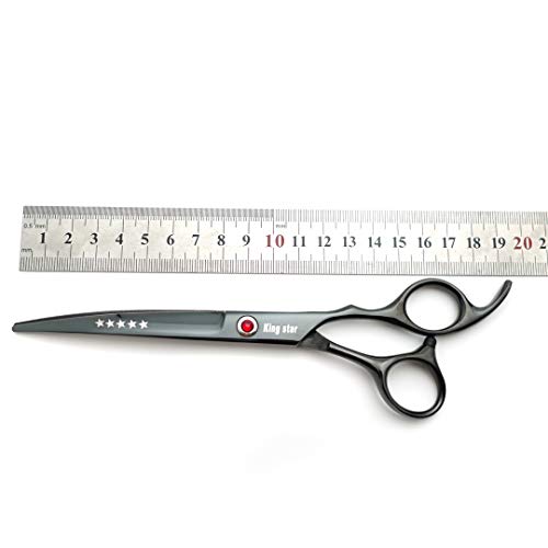 7.0in Titanium Black Professional Pet Grooming Scissors Set,Straight & Thinning & Curved Scissors 4pcs Set for Dog Grooming,(Black)