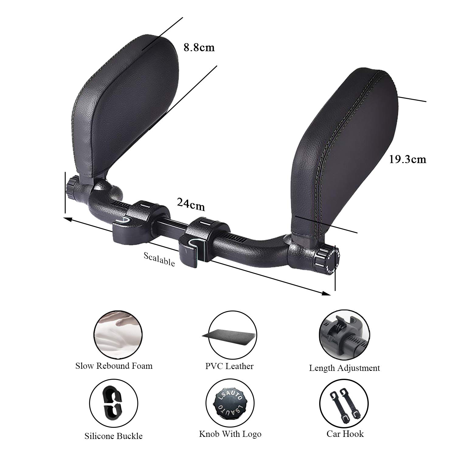 Car Headrest Pillow,Adjustable Road Pal Car Headrest,Sleep Travel Car Headrest,Car Seat Headrest Neck Rest Cushion for Adults