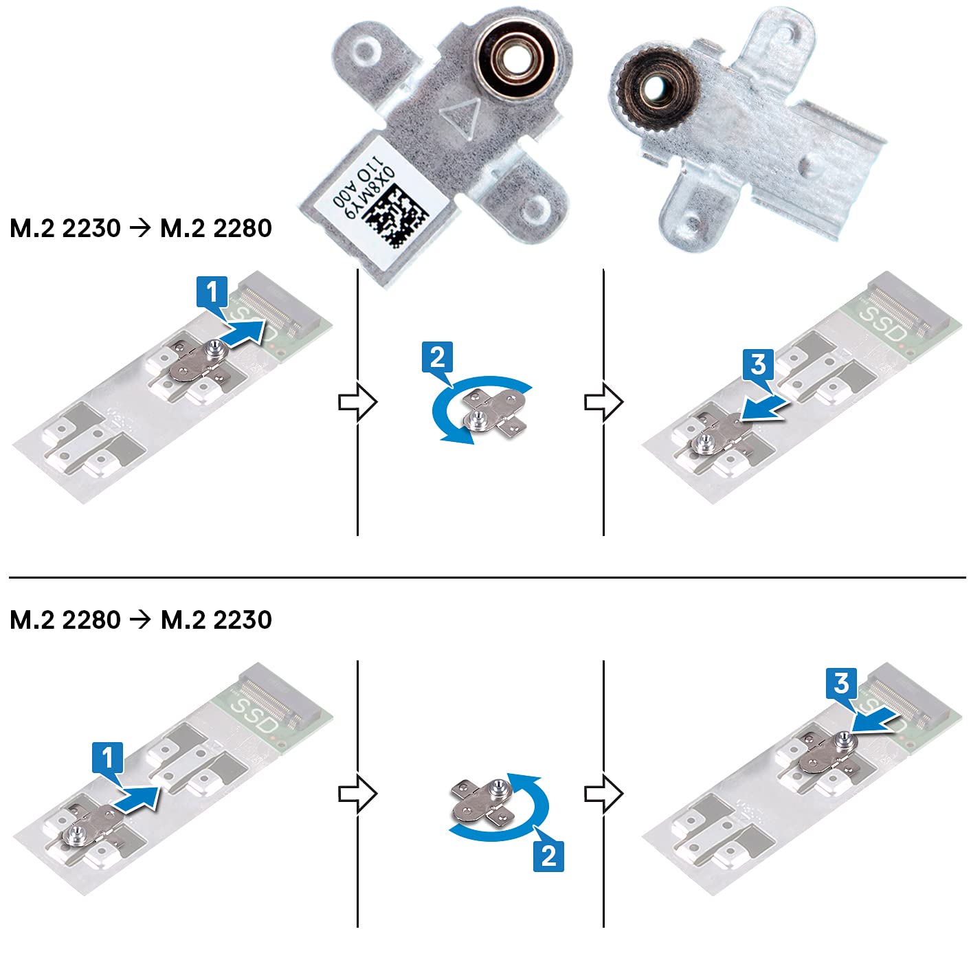 Deal4GO M.2 2280 SSD Heatsink Thermal Shield 26X1Y 026X1Y w/Support Bracket X8MY9 0X8MY9 for Dell G15 5510 5511 5515 5520 5521 5525