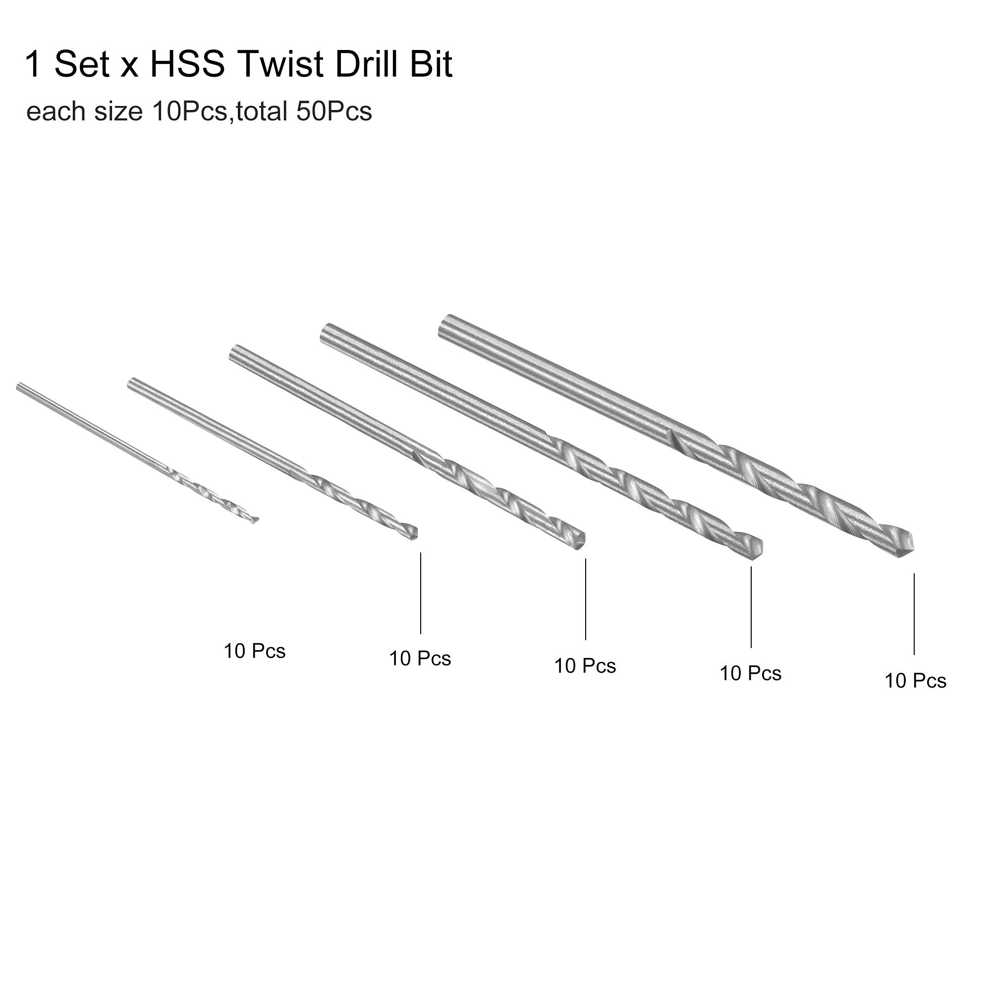 uxcell High Speed Steel Straight Shank Twist Drill Bit Set, Spiral Rotary Tool 1mm-3mm Drilling Dia