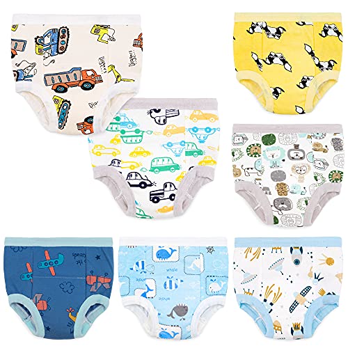 Max Shape 7 Pack Cotton Potty Training Pants for Boys, Strong Absorbent Toddler Potty Training Underwear for Baby Boy Blue 4T