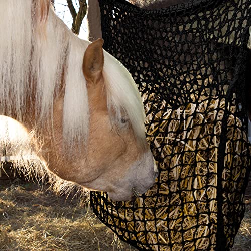 2 Pcs Slow Feed Hay Net Hay Feeder Hay Bags for Horses Goat Stall Trailer Horse Feeding Supplies (Black,35 x 31 Inch)