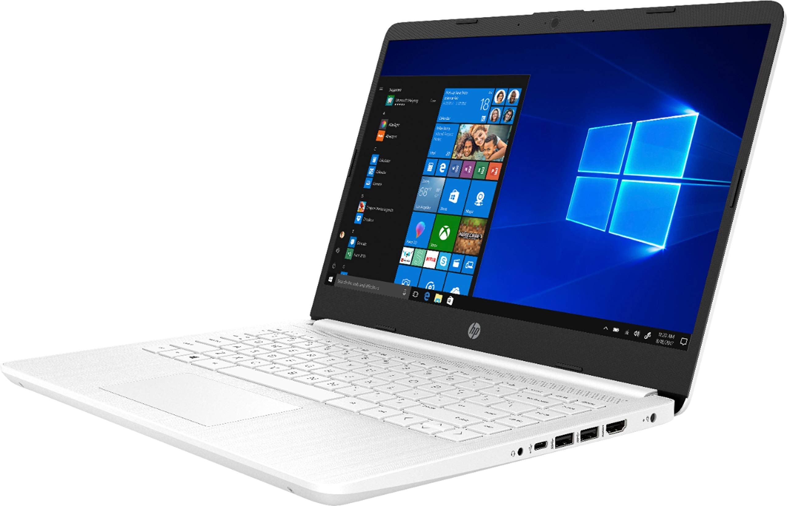 2020 HP 14 HD Thin and Light Laptop PC, Intel Celeron N4020 Dual-Core Processor, 4GB DDR4 Memory, 64GB eMMC, HDMI, WiFi, Bluetooth, Windows 10 S, 1 Year Microsoft 365, Snowflake White (Renewed)