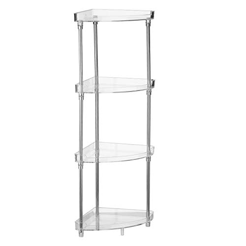 Decdeal 4-Tier Corner Storage Shelf Organizer for Cosmetics, Bathroom Countertop, Vanity Tray, Kitchen Standing Shelf