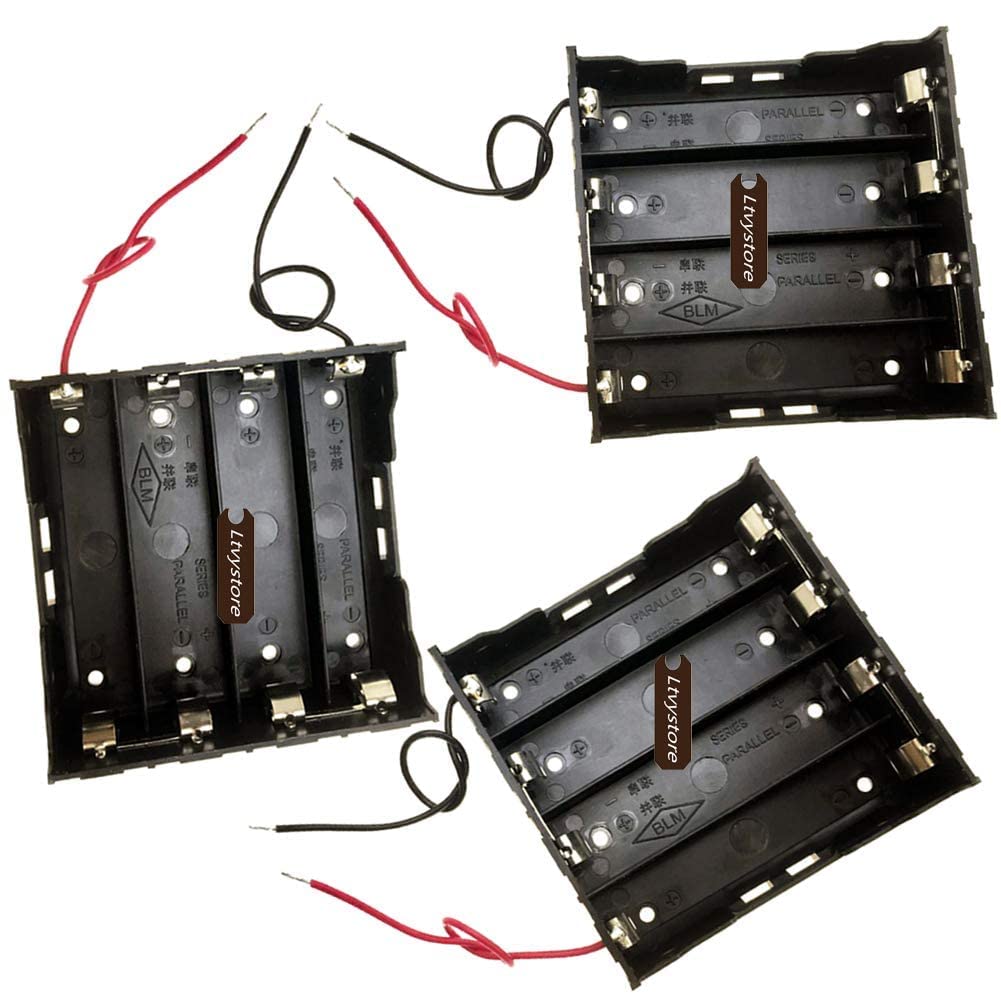 18650 Battery Case Holder, 3 Pcs 4 Slots x 3.7V 14.8Volt DIY Battery Storage Box, in Series Black Plastic Batteries Case for 4 x 18650 Ltvystore