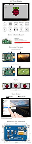 4.3inch Capacitive Touch Display for Raspberry Pi, 800×480, IPS Wide Angle, MIPI DSI Interface,Supports Pi 4B/3B+/3A+/3B/2B/B+/A+