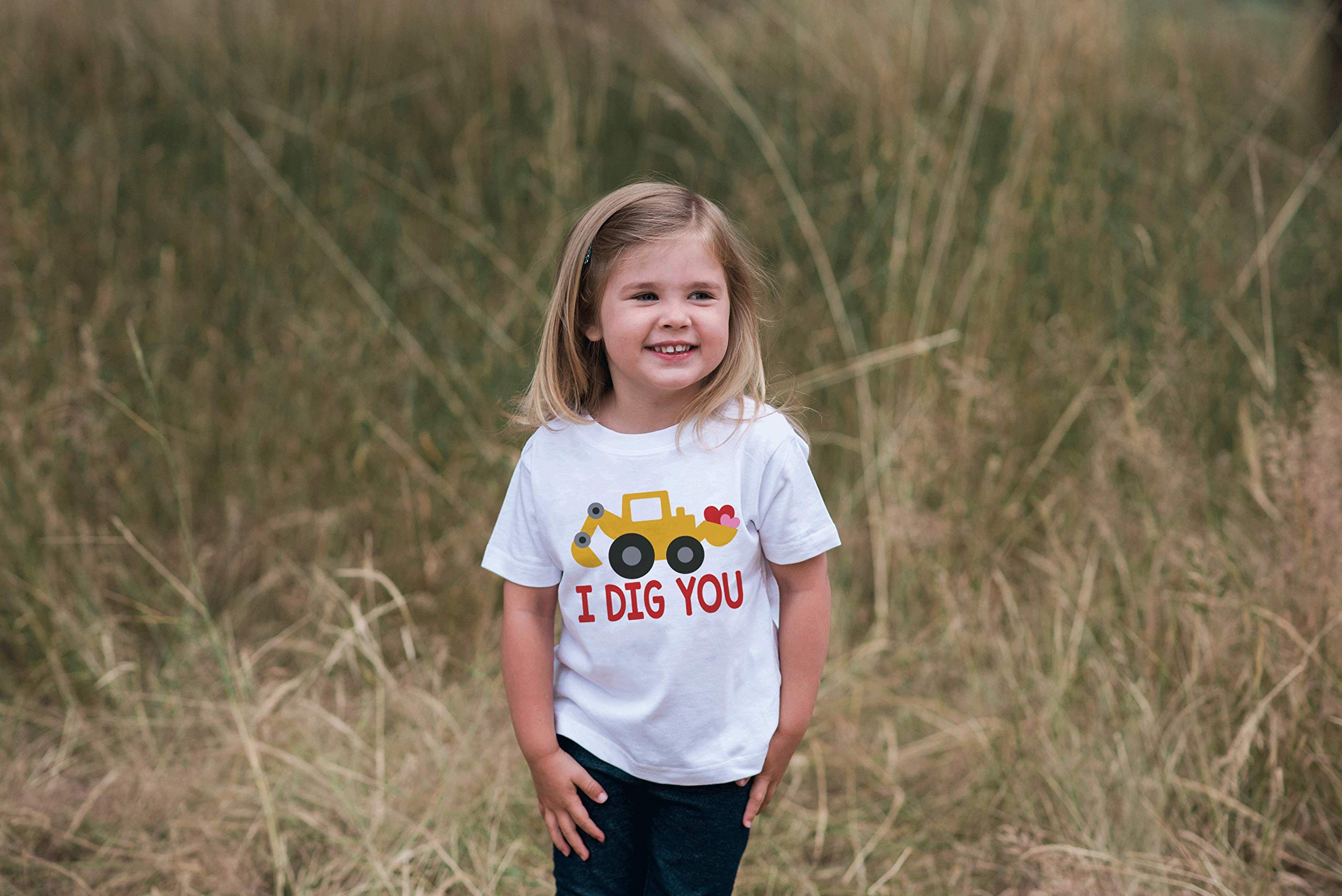 7 ate 9 Apparel Kid's I Dig You Construction Truck Valentine's Day T-shirt 3T White