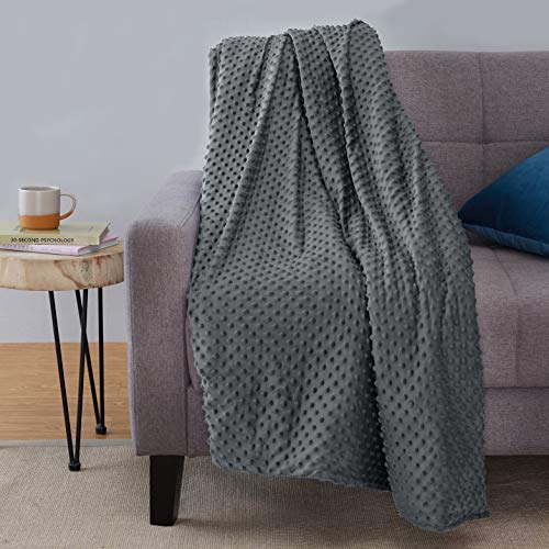 Amazon Basics Weighted Blanket with Minky Duvet Cover - 12 Pound, 48 x 72-Inch, Dark Grey/Grey